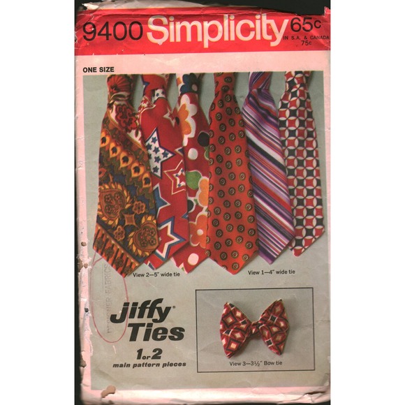 Simplicity | Other | Simplicity 940 Vintage 971 Mens Jiffy Ties Sewing ...